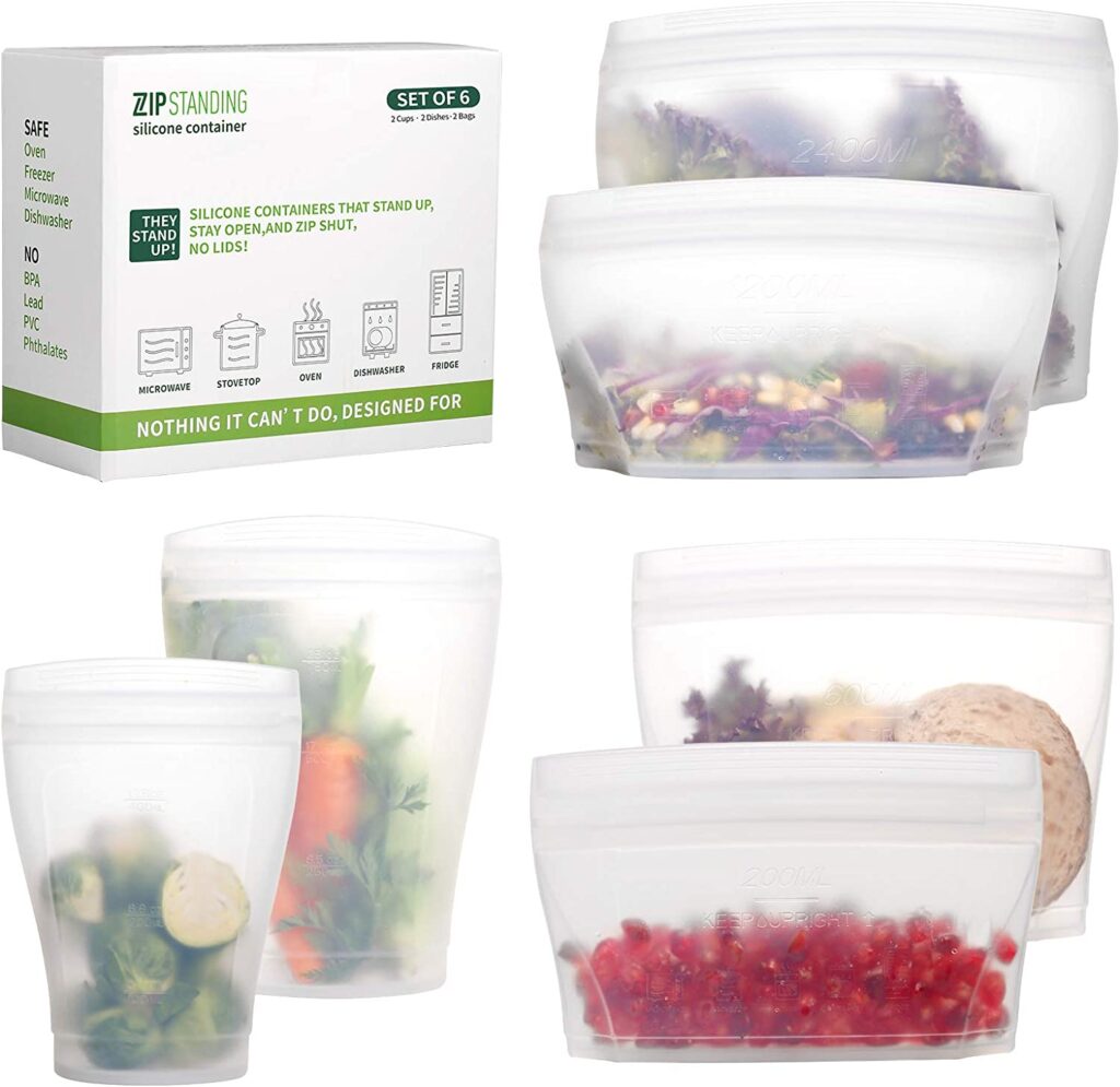 Zip Standing Reusable food Silicone Containers – Complete SET with 2 ...